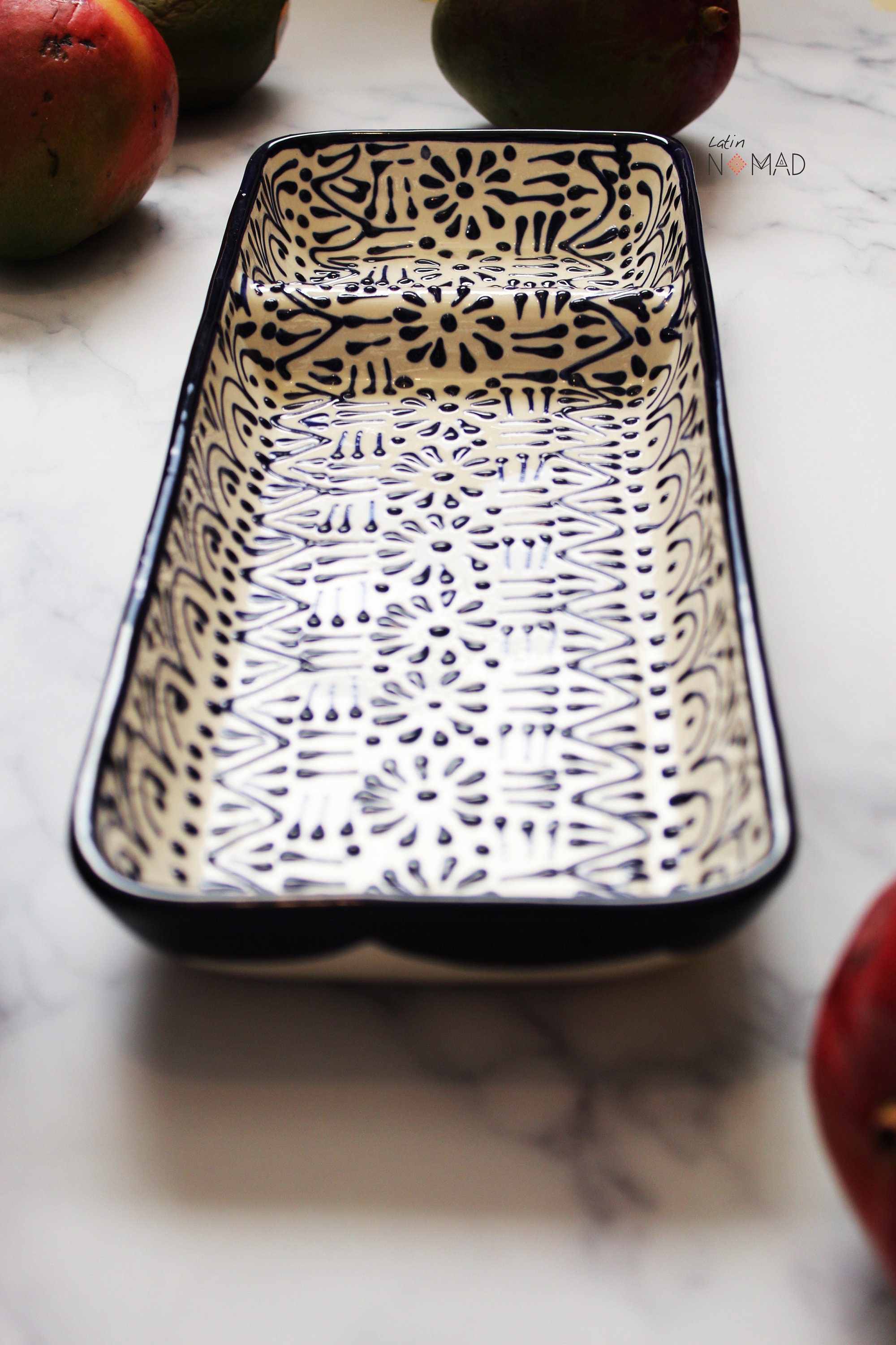 Rectangular Modern Ceramic Talavera Snack Dish Platter - Sleek ...