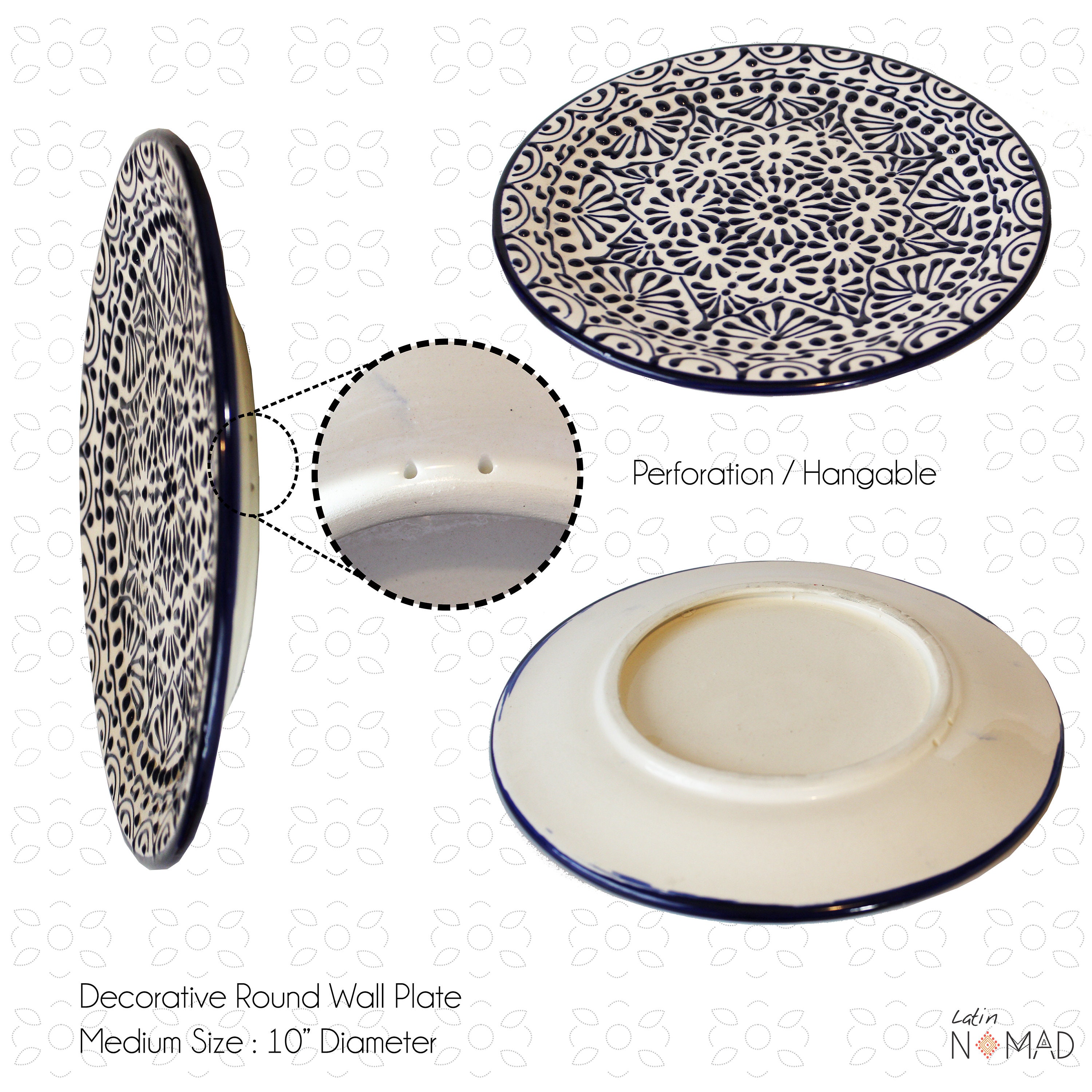 Decorative Round Wall Plate - Medium Size: Modern Mexican Ceramic ...