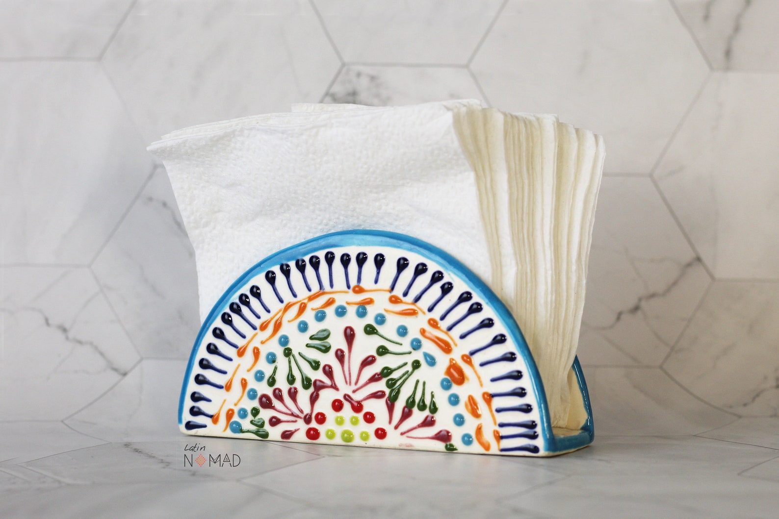 Ceramic Talavera Napkin Holder / Traditional Multicolored - Etsy