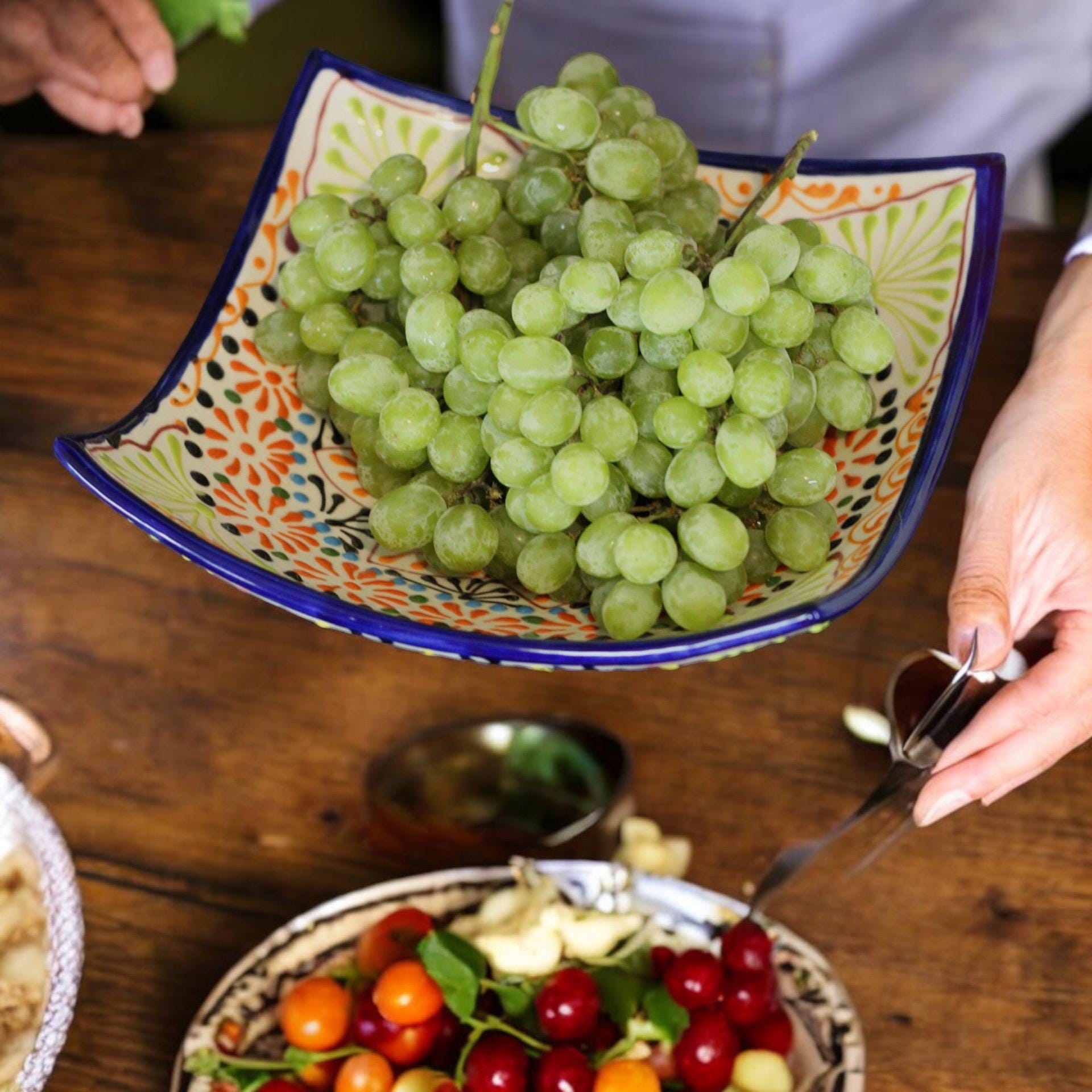 Pamela Square Modernist Mexican Ceramic Talavera Bowl - Serving Platter ...