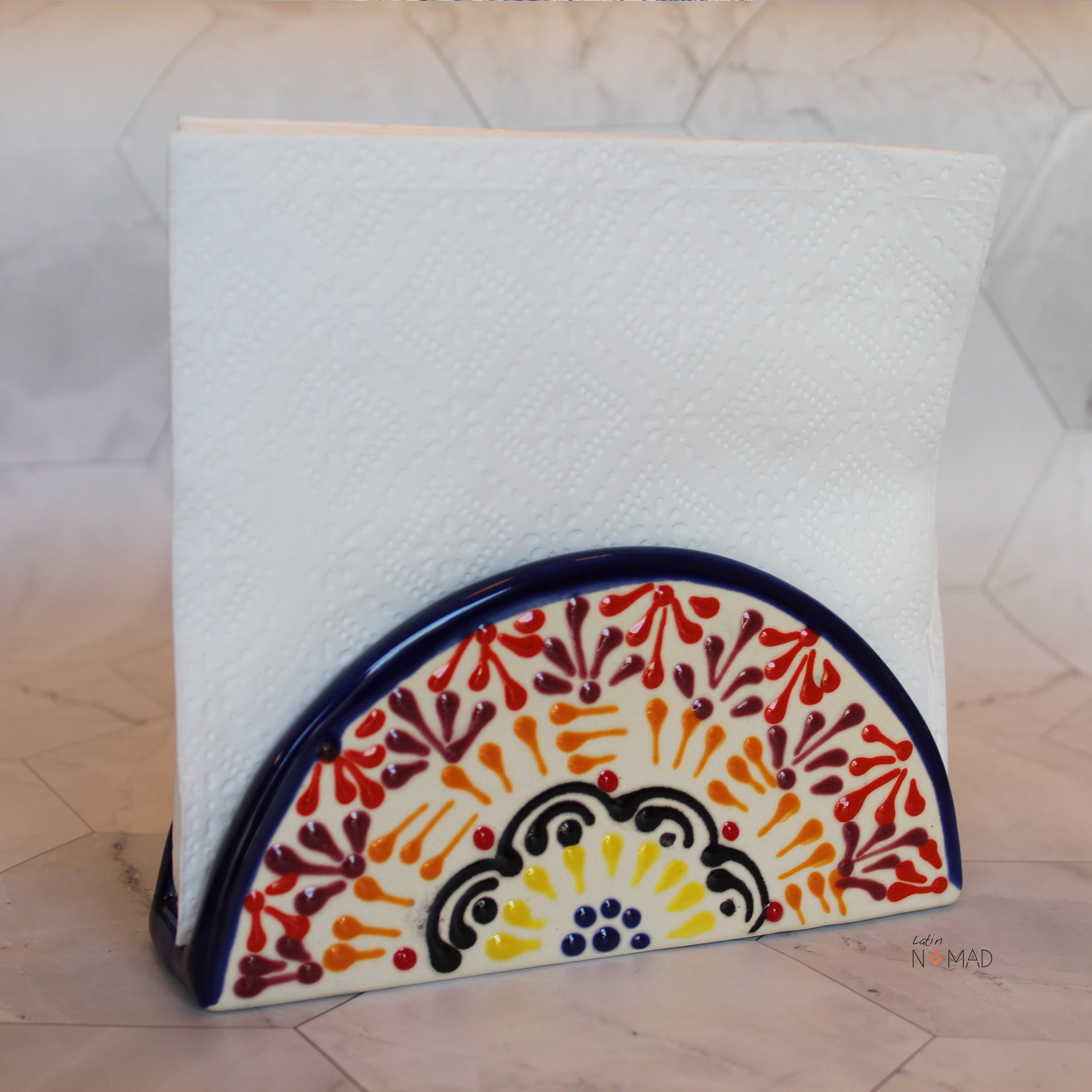 Ceramic Talavera Napkin Holder / Traditional Multicolored Confetti ...