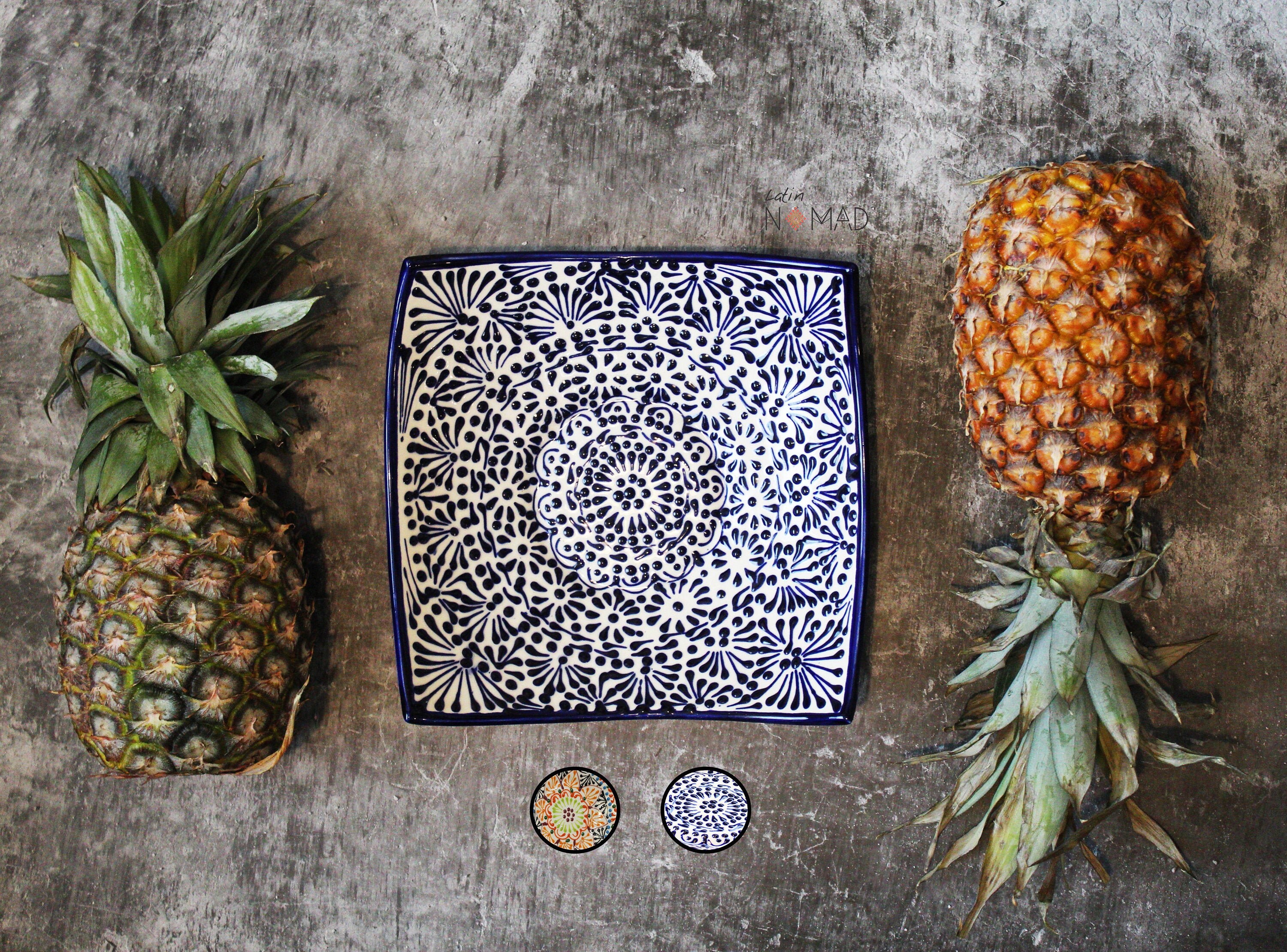 Pamela Square Modernist Mexican Ceramic Talavera Bowl - Serving Platter ...