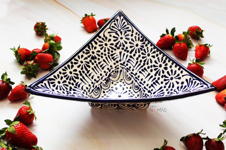 Triangular Prism Bowl Modern Mexican Ceramic Talavera Serving - Etsy