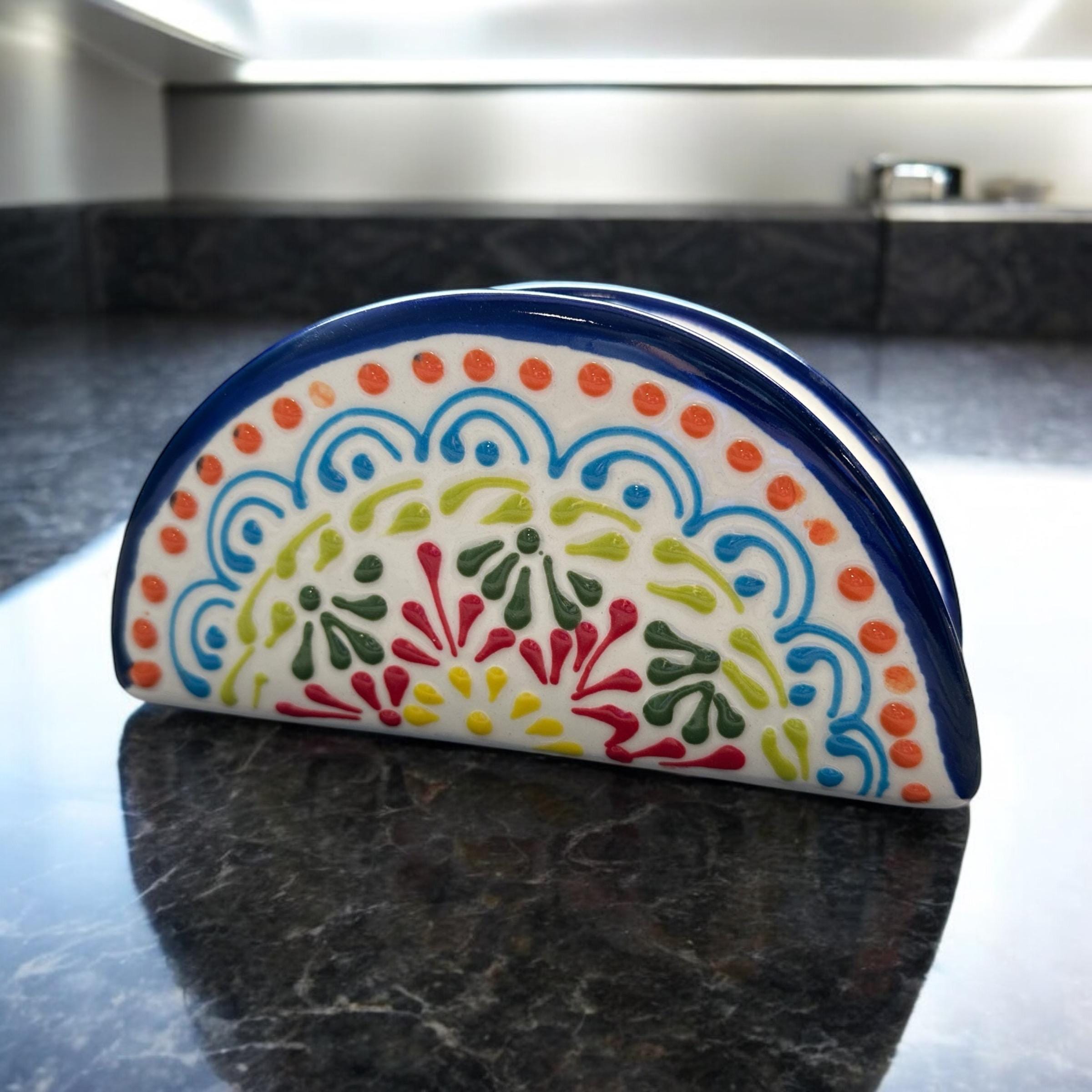 Ceramic Talavera Napkin Holder / Traditional Multicolored Confetti ...