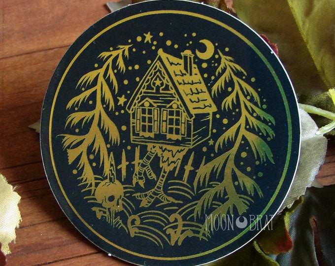 Baba Yaga Gold Vinyl Sticker - Metallic Witch House Russian Folklore ...