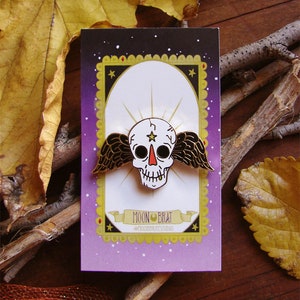 Skull Enamel Pin Memento Mori Pin Winged Skull Salem Cemetery Pin ...