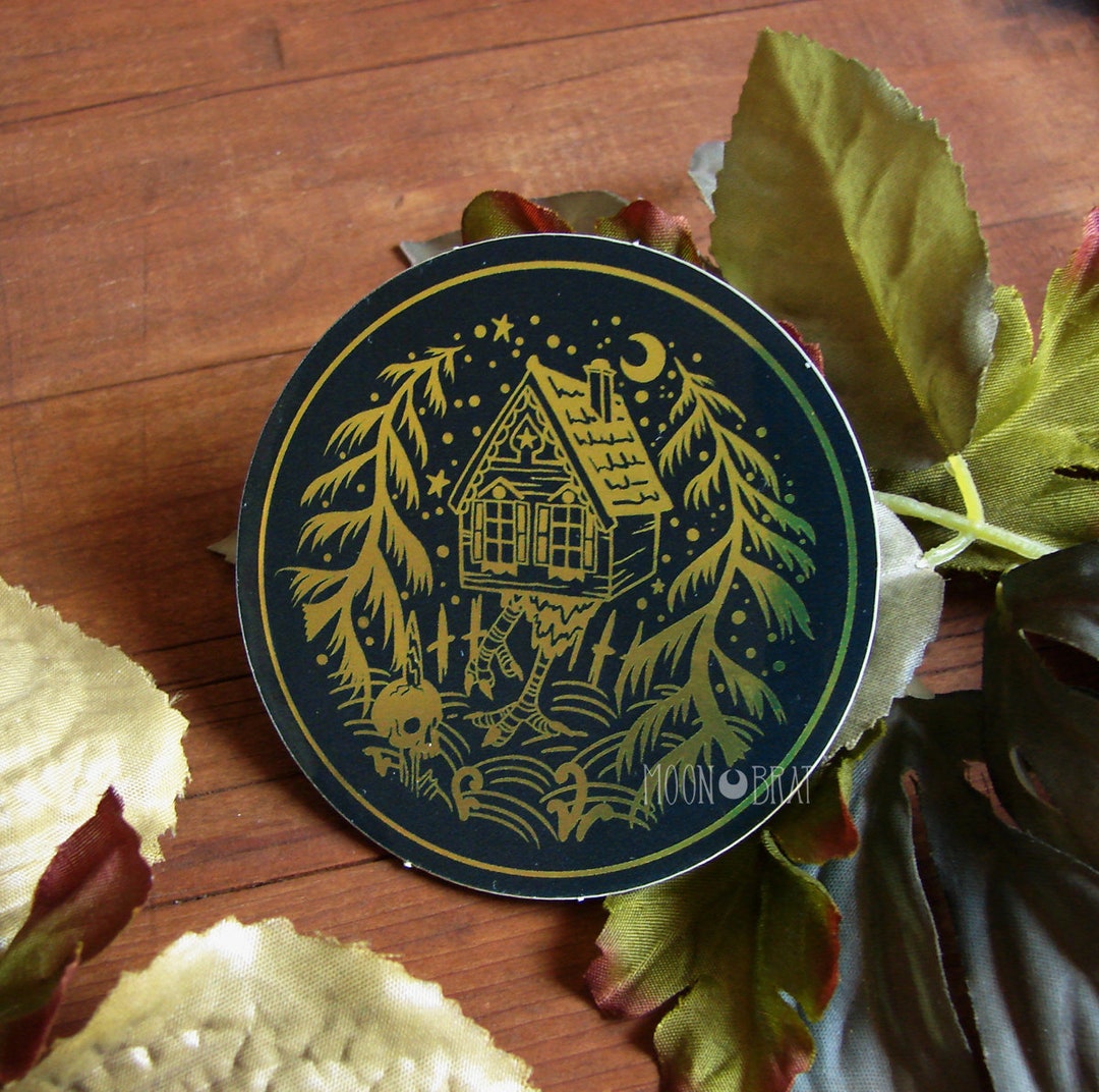 Baba Yaga Gold Vinyl Sticker - Metallic Witch House Russian Folklore ...