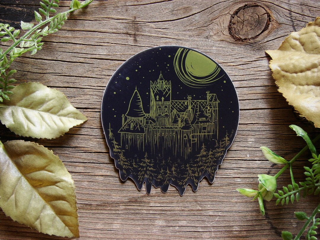 Dracula's Castle Sticker Vinyl Gold Horror Occult Vampire Goth Gothic ...