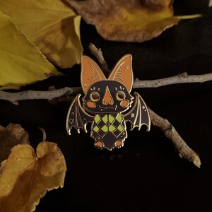 Bat Enamel Pin Halloween Vampire Bat Pin Dapper Bat Retro Halloween ...