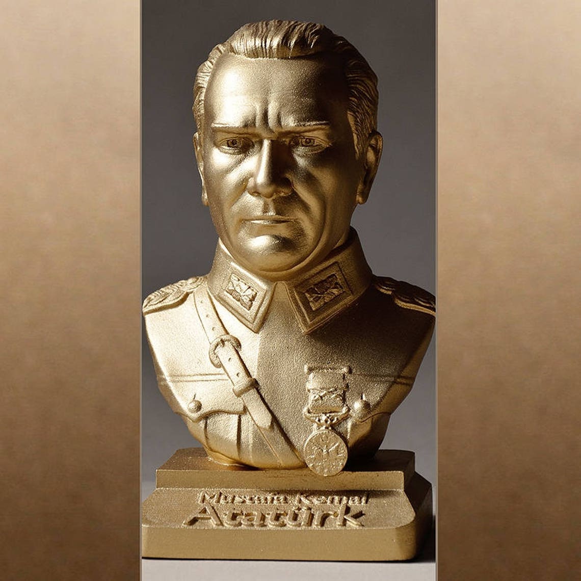Mustafa Kemal Atatürk color gold bust figure sculpture | Etsy