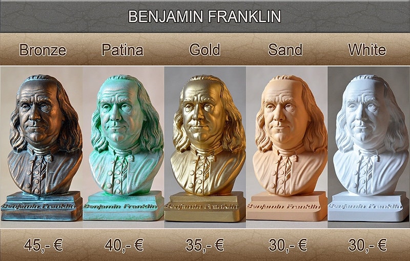 Benjamin Franklin Color Bronze Bust Figure Sculpture - Etsy