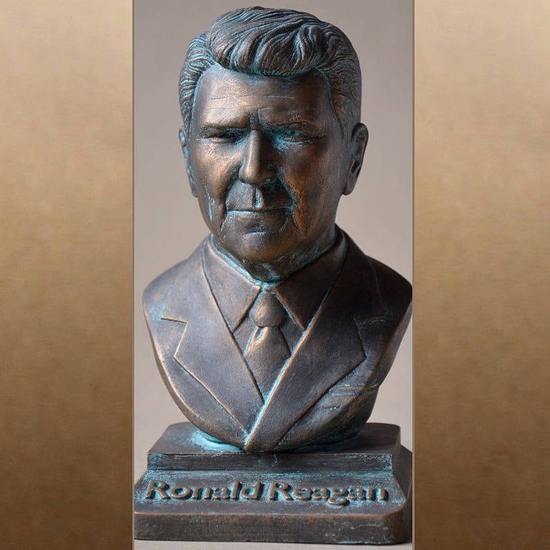 Ronald Reagan Color Bronze Bust Figure Sculpture - Etsy