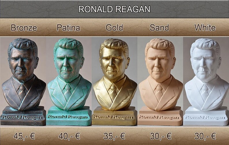 Ronald Reagan Color Gold Bust Figure Sculpture - Etsy