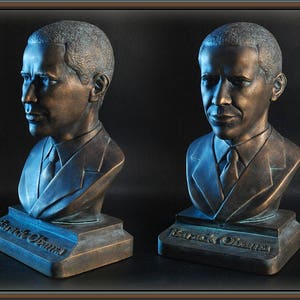 Barack Obama Color Bronze Bust Figure Sculpture - Etsy