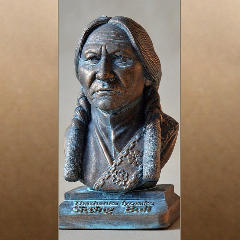 Sitting Bull Color Bronze Bust Figure Sculpture - Etsy