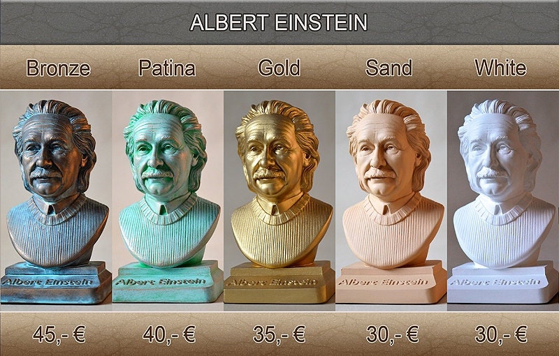 Albert Einstein Color Bronze Bust Figure Sculpture - Etsy