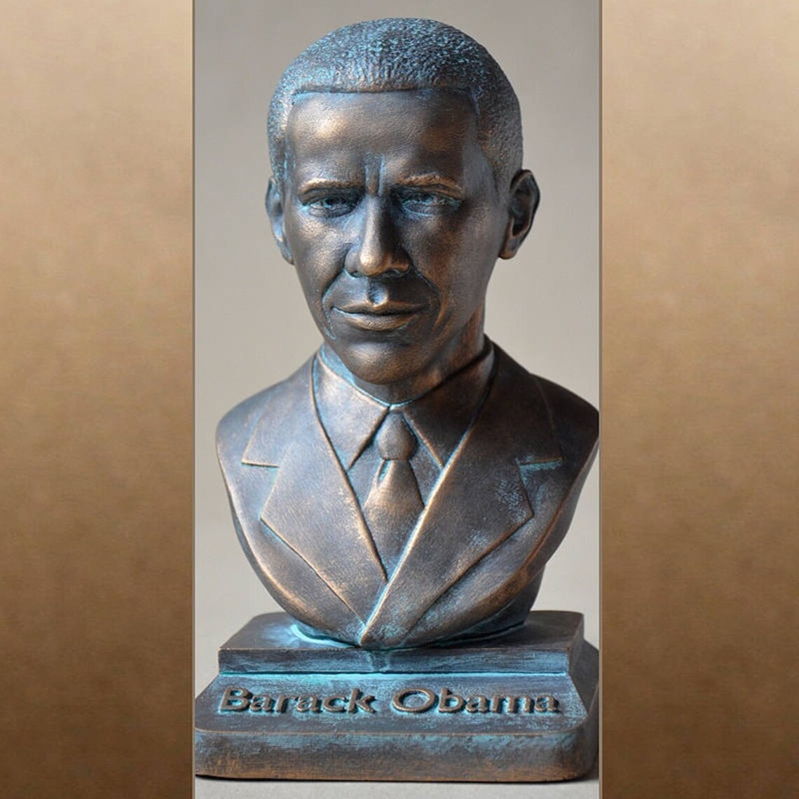 Barack Obama Color Bronze Bust Figure Sculpture - Etsy