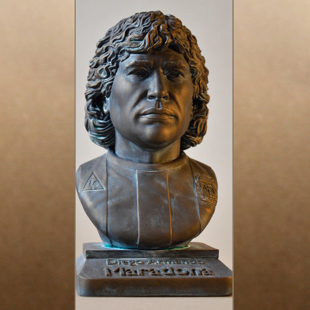 Diego Armando Maradona Color Bronze Bust Figure Sculpture - Etsy