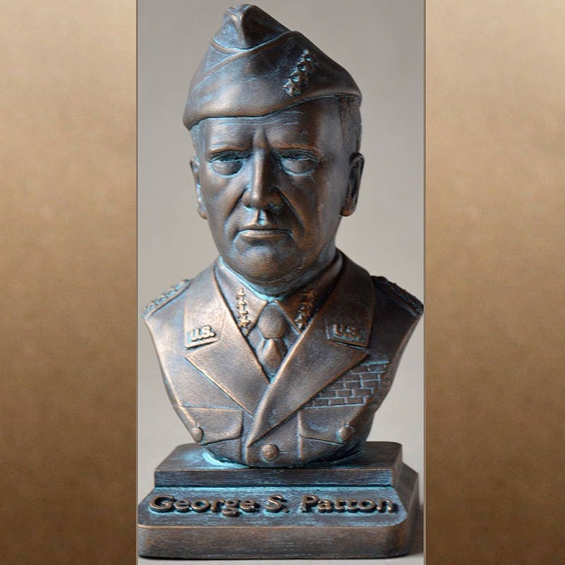 George S. Patton Color Bronze Bust Figure Sculpture - Etsy