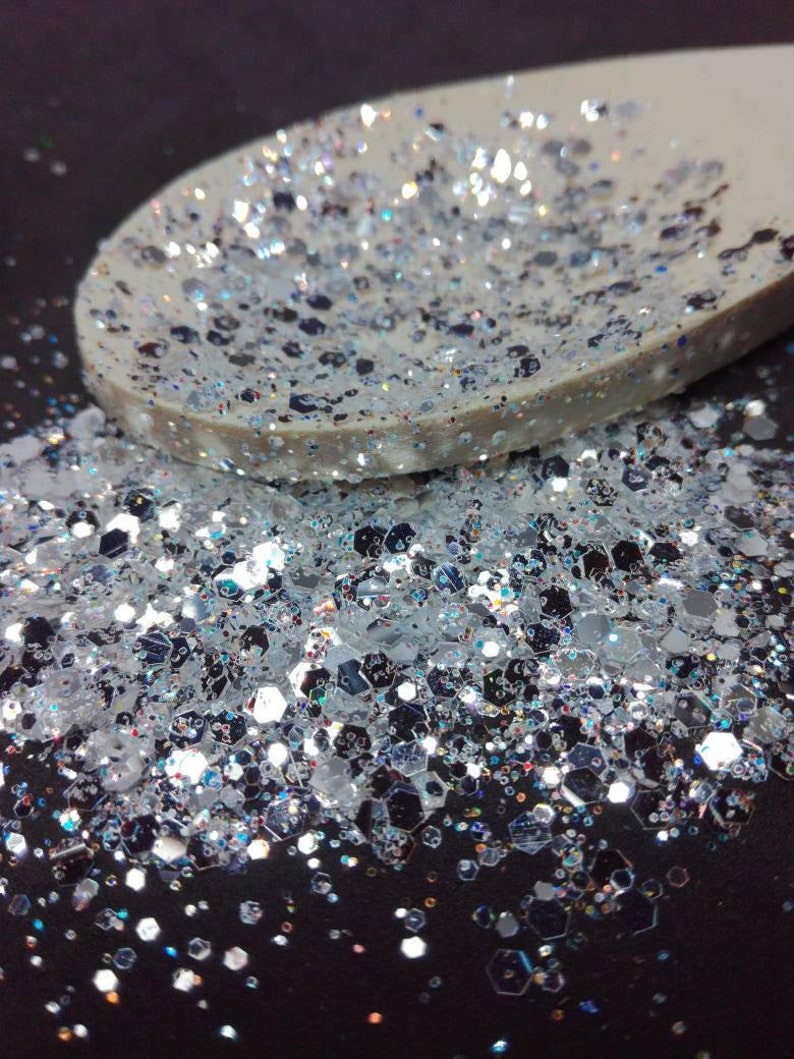 Hexagonal Glitter Silver Mirror Effect Mercury - Etsy