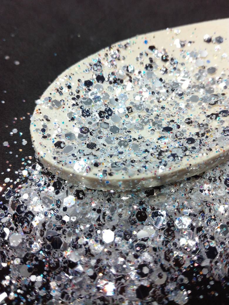 Hexagonal Glitter Silver Mirror Effect Mercury - Etsy