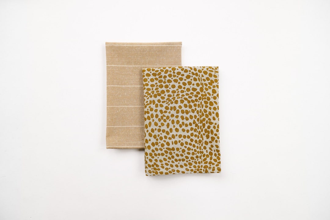 Animal Print Tea Towels Mustard pack 2 - Etsy