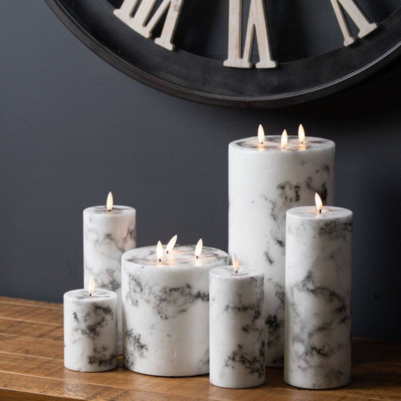 Marble Effect LED Candle - Etsy UK