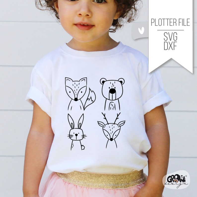 Plotter File FOREST ANIMALS Fox Bear Deer Rabbit Svg Dxf - Etsy