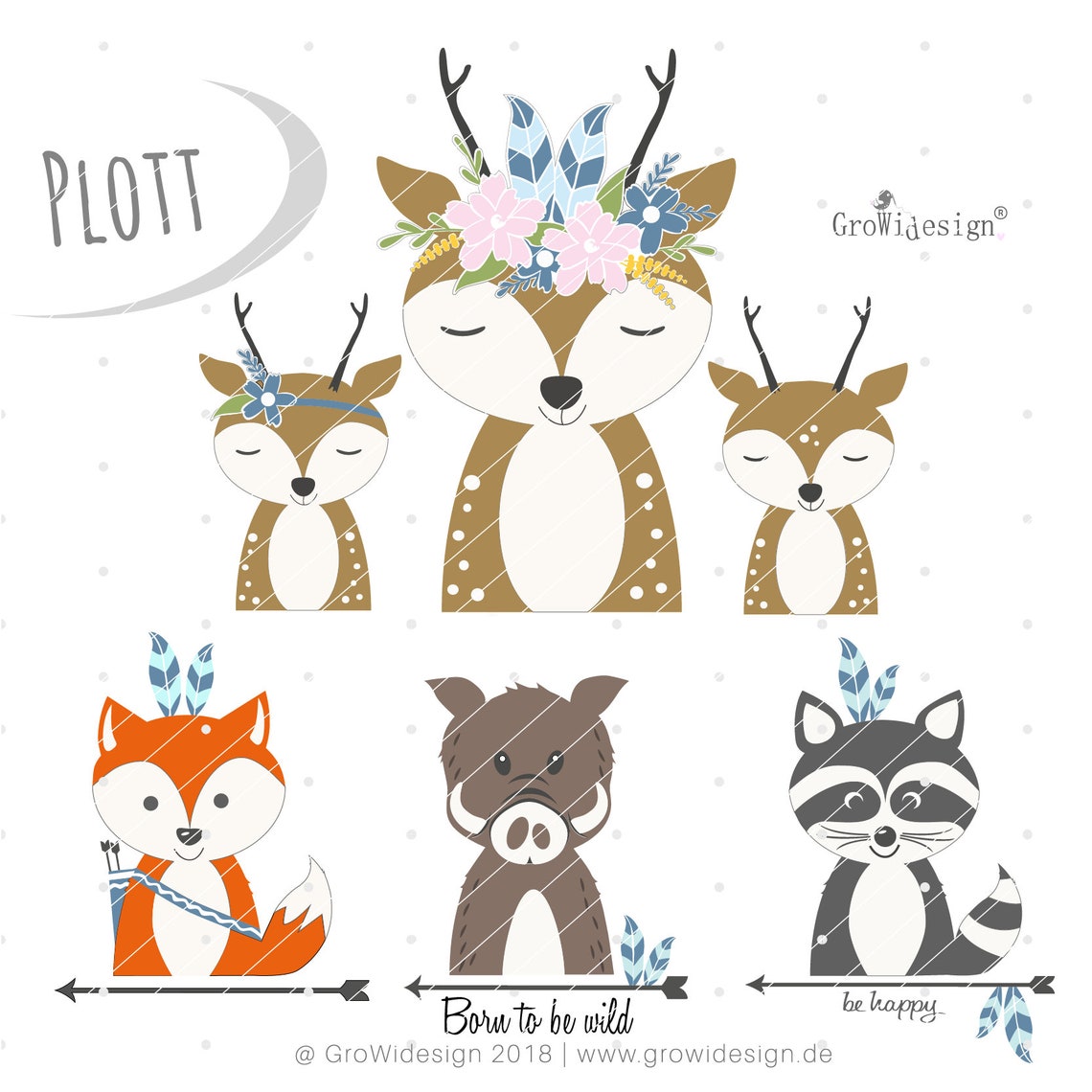 Plotterdatei Waldtiere Boho Reh Fuchs Sau Waschbär - Etsy