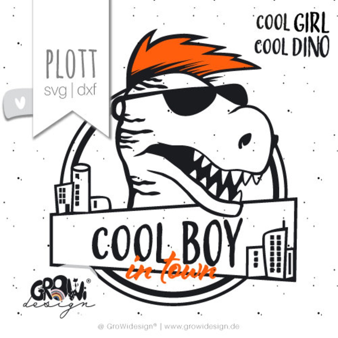 Plotterdatei cool DINO svg dxf - Etsy.de