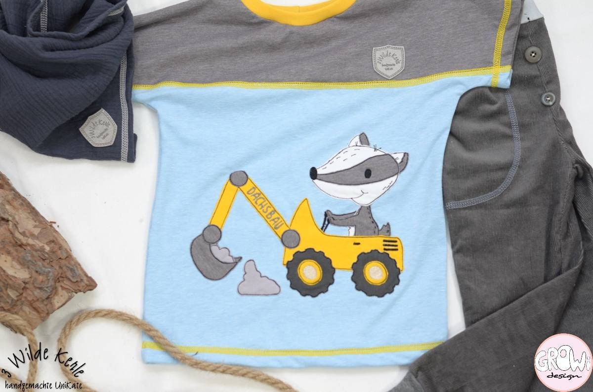 Stickdatei Bagger Baumeister Dachs Waldtier - Etsy