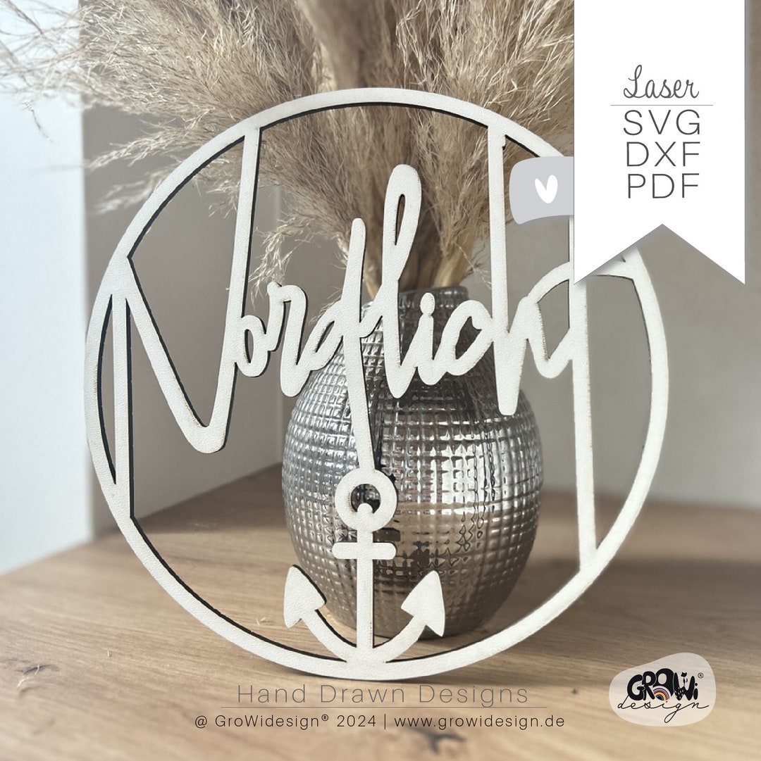 Door Wreath Northern Lights Laser Cut Svg Pdf Dxf Sign Maritime Welcome ...