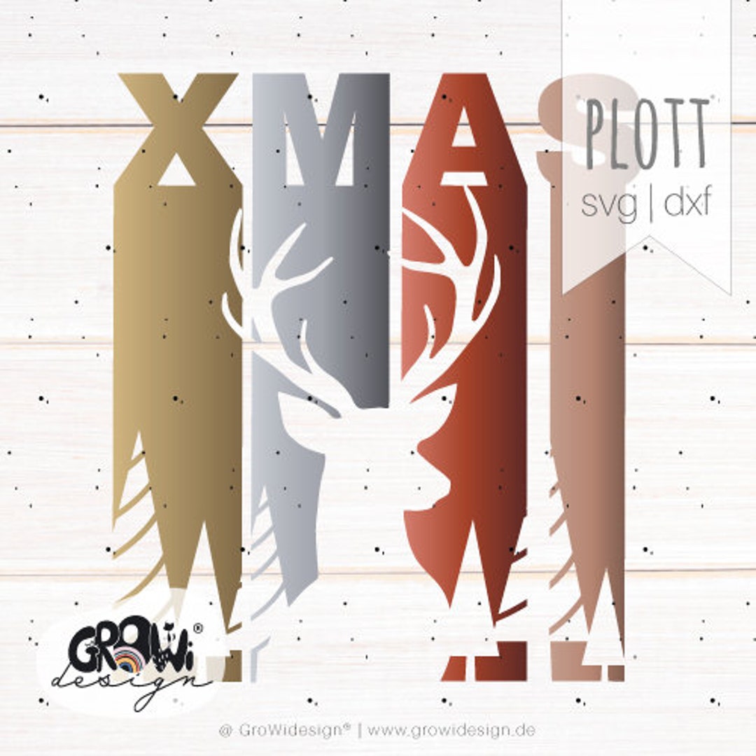 Plotterdatei Hirsch XMAS Statement svg dxf - Etsy.de