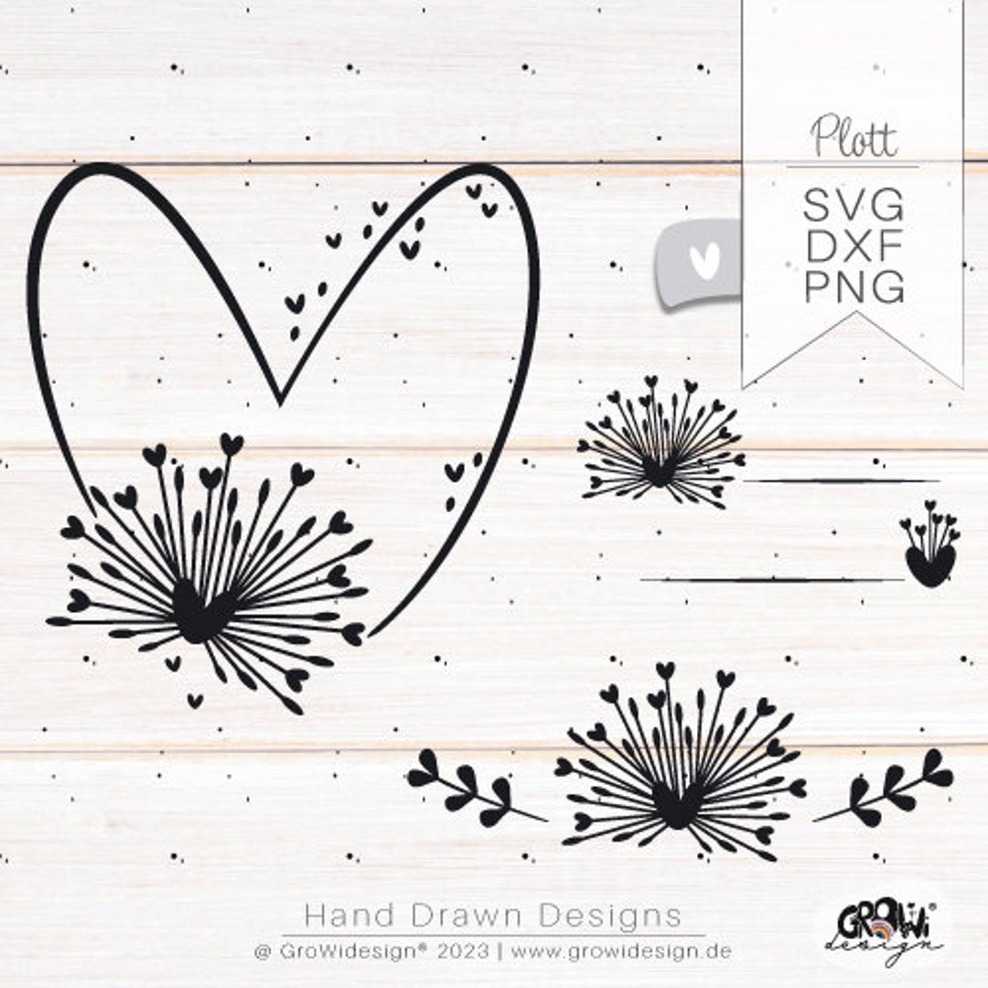 Plotterdatei Blumen Pusteblume Liebe svg dxf - Etsy.de