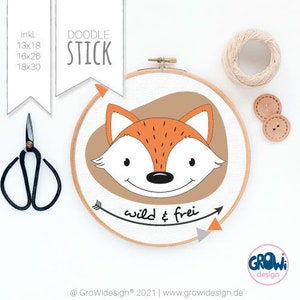Stickdatei Fuchs Waldtier Doodle 3 Größen - Etsy.de