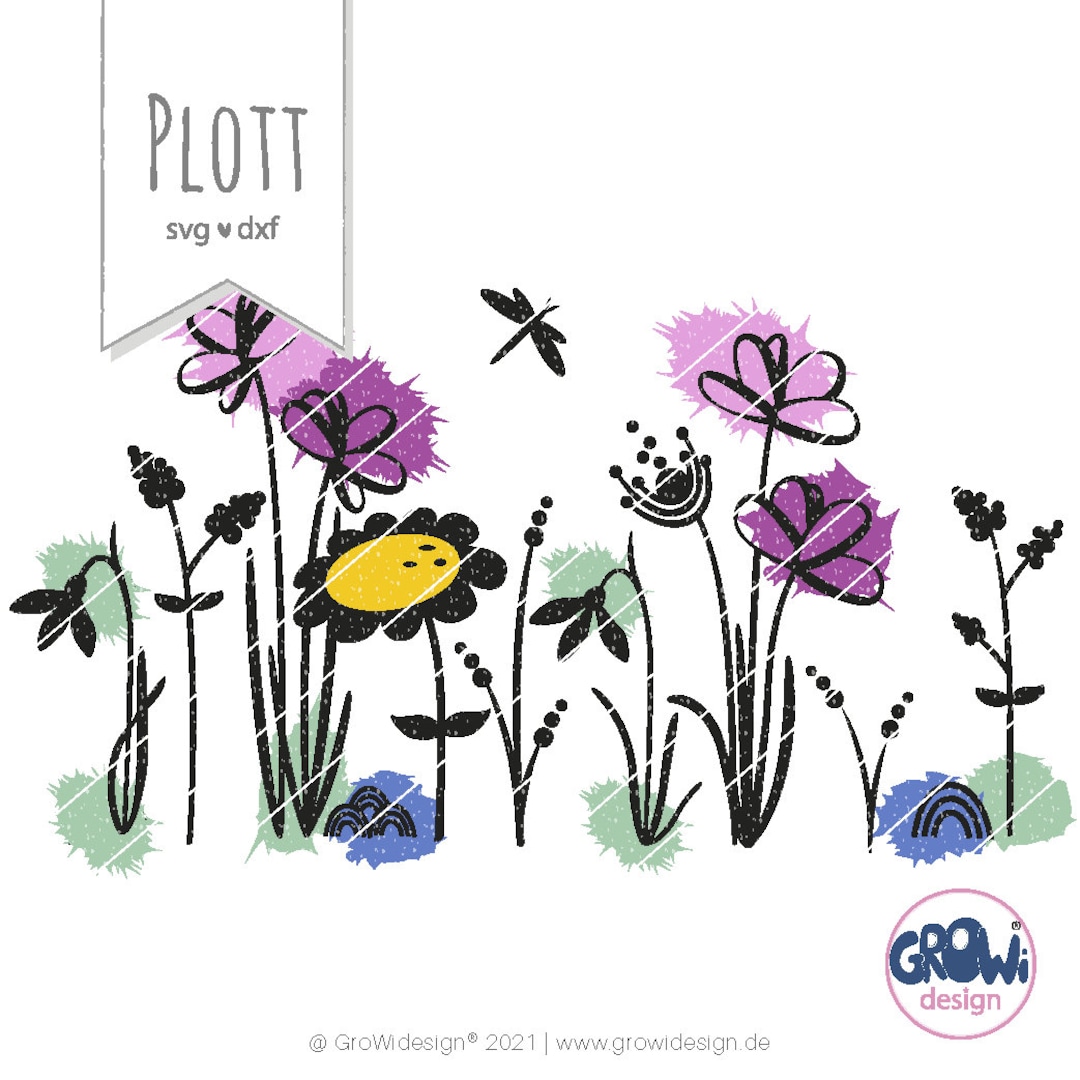 Plotterdatei Blumenwiese svg dxf - Etsy.de