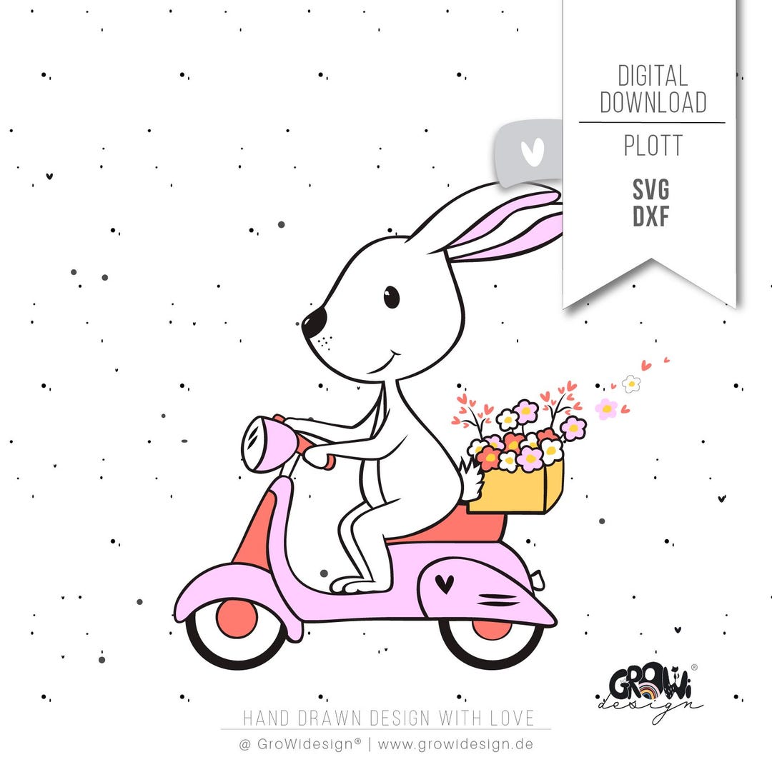 Plotter File HASE VESPA Easter Svg Easter Bunny Flowers - Etsy