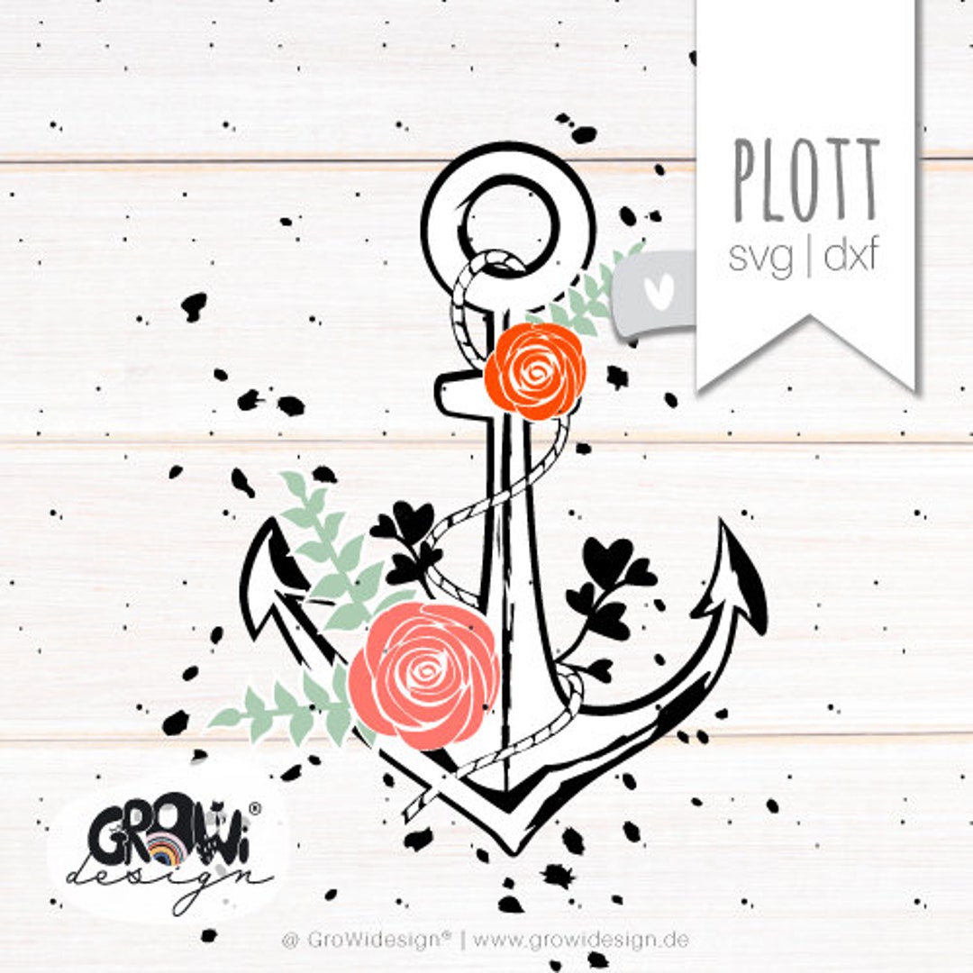 Plotter File Anchor Floral Svg Dxf - Etsy