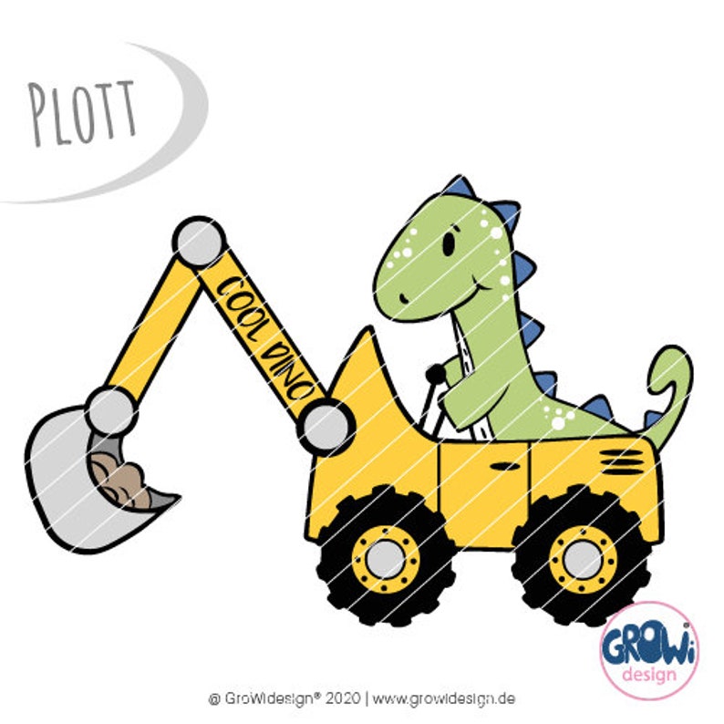 Plotterdatei Dino Bagger Baustelle svg dxf - Etsy.de