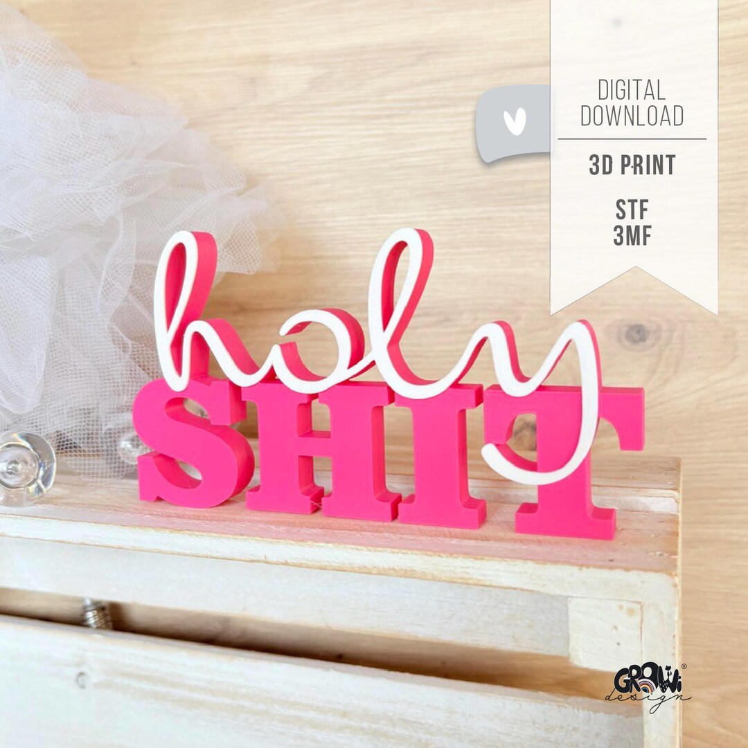 STL 3D Print File HOLY SHIT - 3MF Bambu Studio - Lettering - Etsy