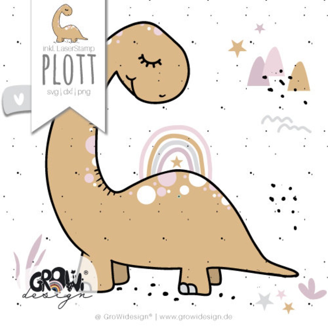 Plotterdatei Dino Regenbogen svg dxf - Etsy Schweiz