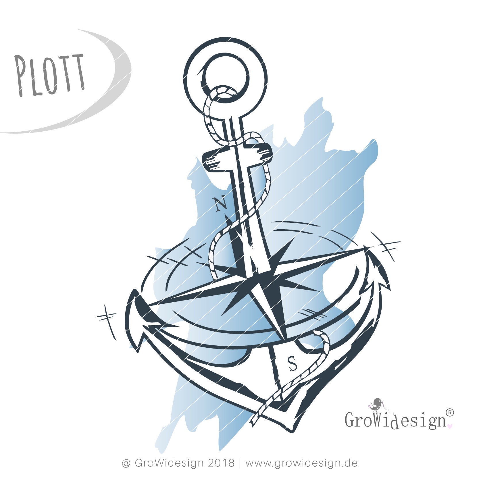 Plotterdatei Anker Kompass svg dxf maritim | Etsy