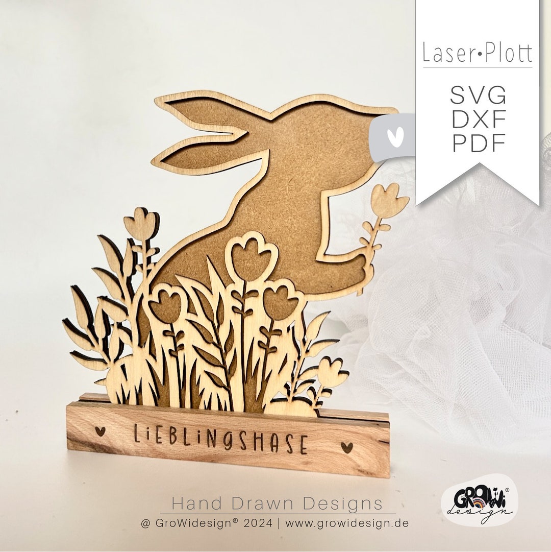 Laserdatei Hase in Blumen Osterhase svg pdf dxf - Etsy.de