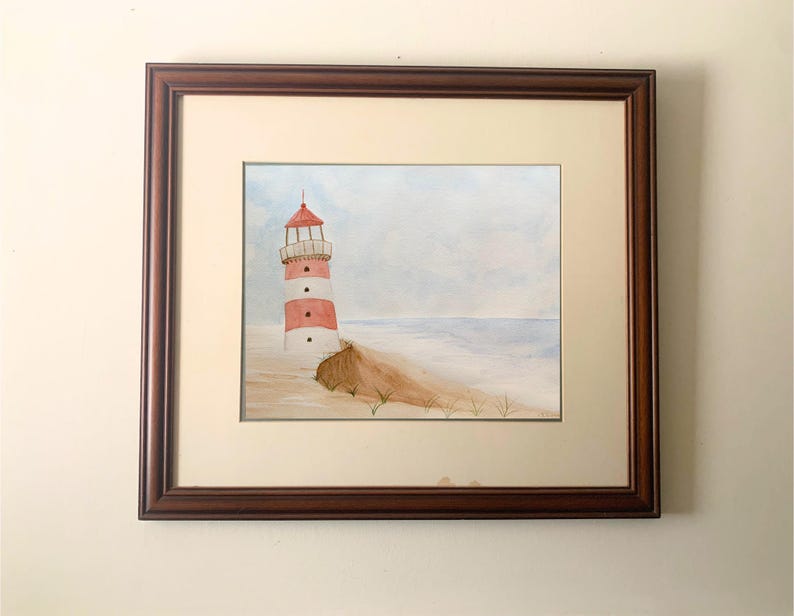 Lighthouse Watercolor Beach Scene | Fine Art Print - Etsy
