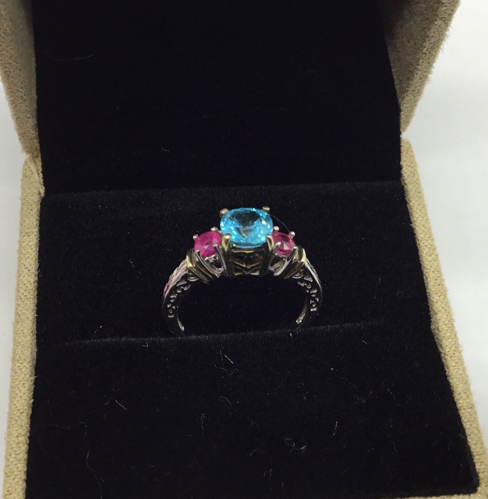 Blue Topaz and Ruby Ring in Sterling Silver Engagement Ring - Etsy