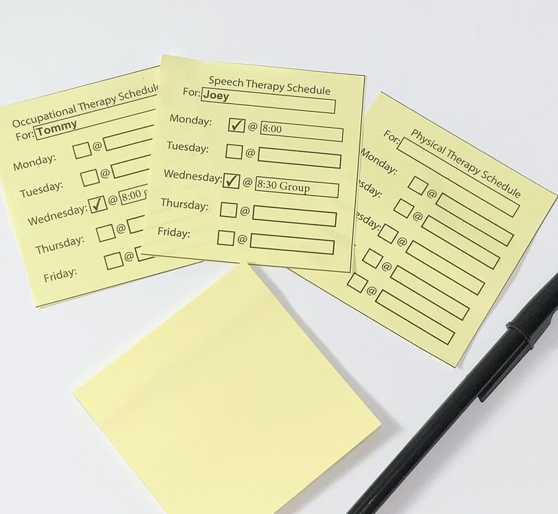 Printable Sticky Notes - Digital Download- OT Schedule Reminder - Etsy
