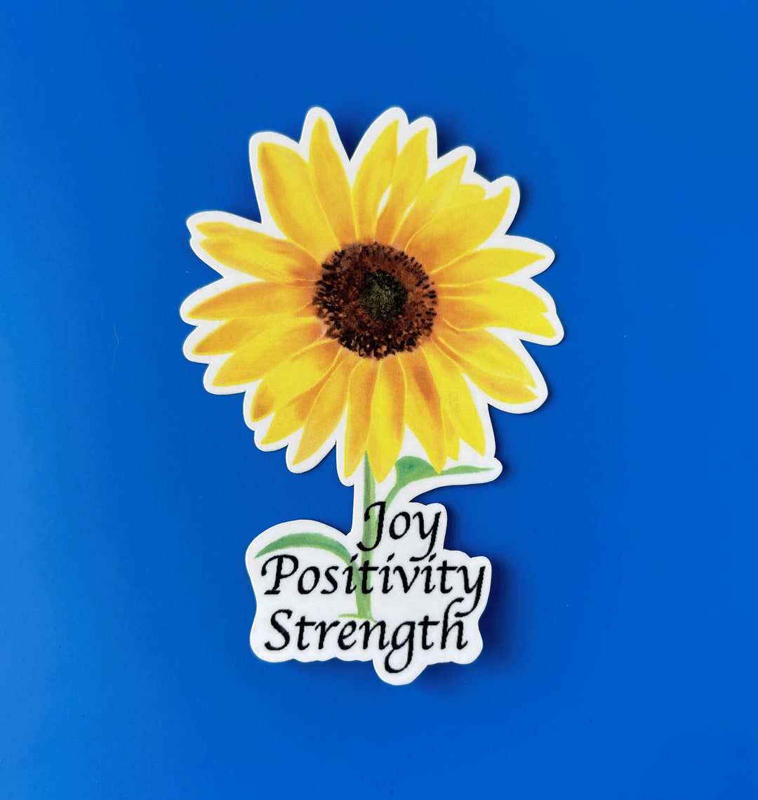 Sunny Sunflower Sticker With Leaves and Stem - Etsy
