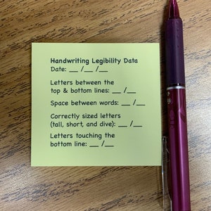 Sticky Note for Taking Handwriting Data- OT and Special Ed - Etsy