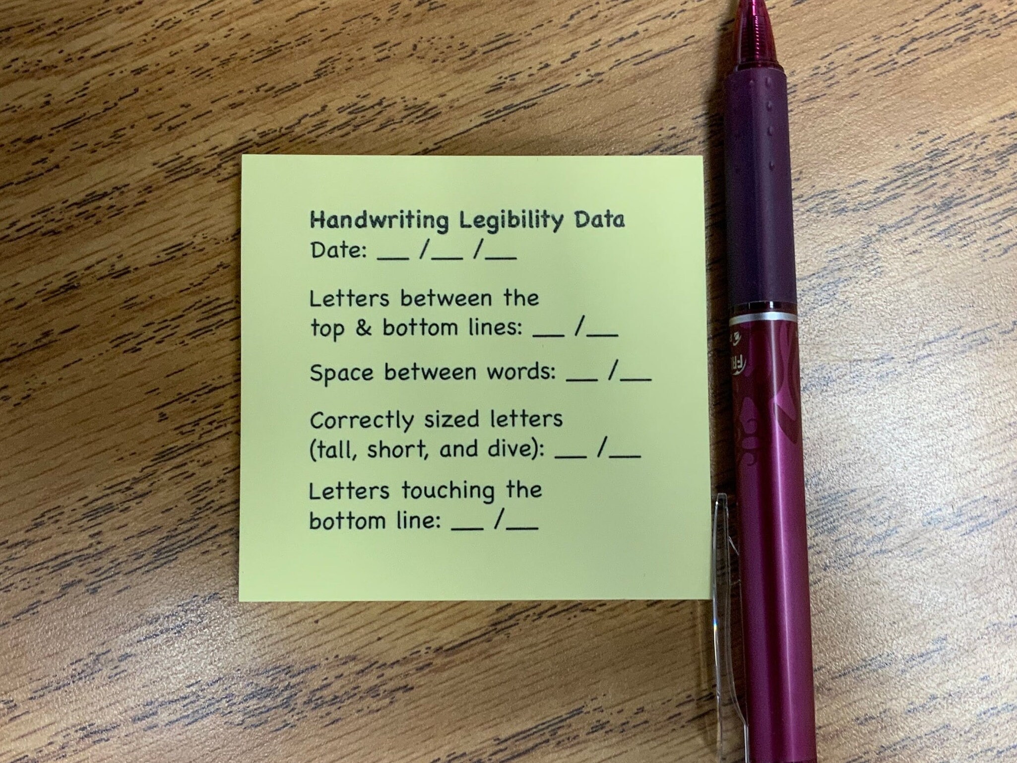 Sticky Note for Taking Handwriting Data- OT and Special Ed - Etsy