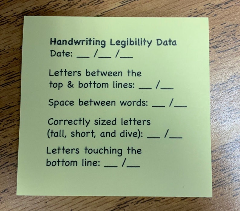 Sticky Note for Taking Handwriting Data- OT and Special Ed - Etsy